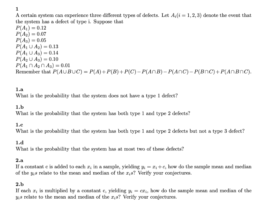 Solved A certain system can experience three different types | Chegg.com
