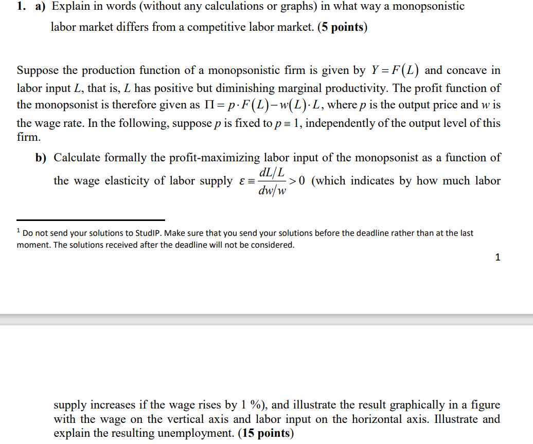 Solved 1. a) Explain in words (without any calculations or | Chegg.com