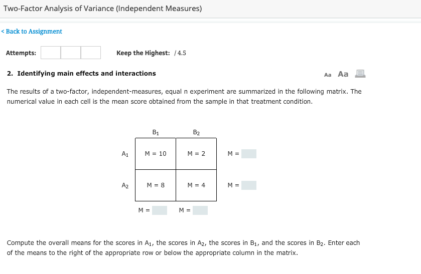 Solved Two-Factor Analysis of Variance (Independent | Chegg.com