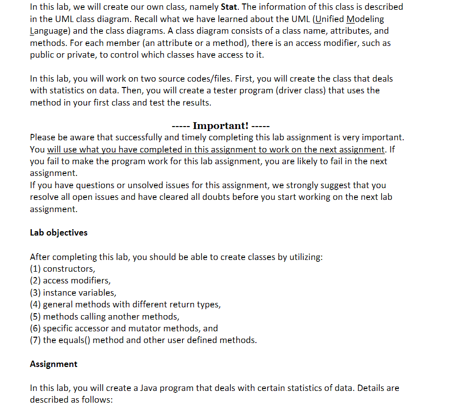 Solved In this lab, we will create our own class, namely | Chegg.com
