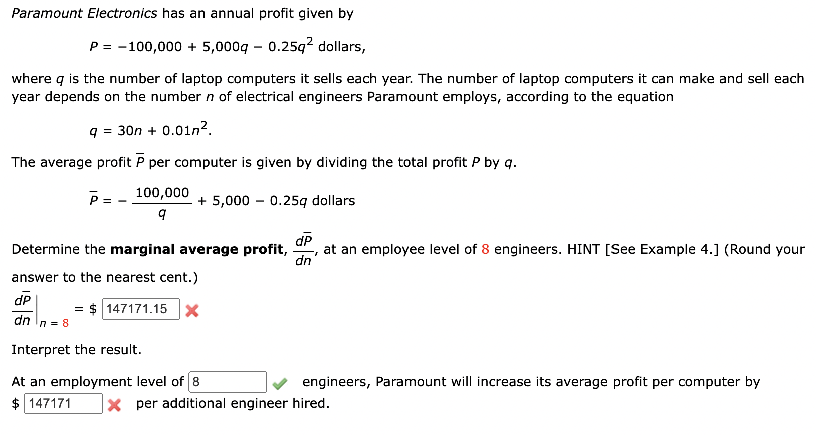 Solved Paramount Electronics has an annual profit given by | Chegg.com
