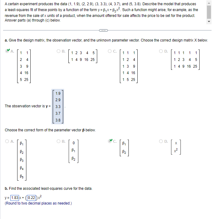 Solved A certain experiment produces the data | Chegg.com