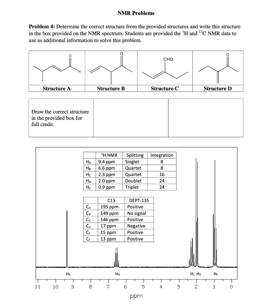 Solved NMR Problems Problem 4: Determine the correct | Chegg.com