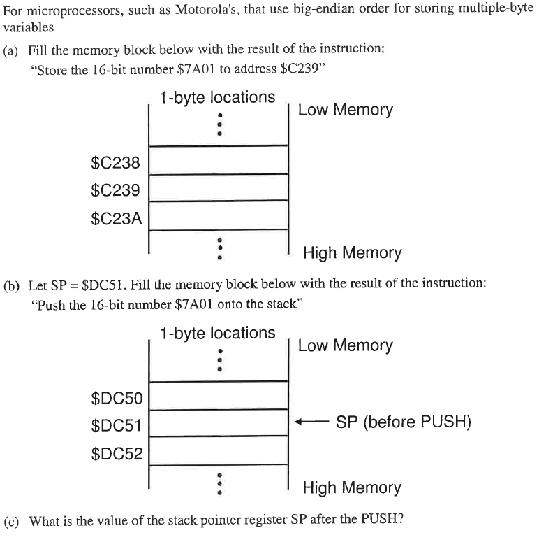 Solved For microprocessors, such as Motorola's, that use | Chegg.com