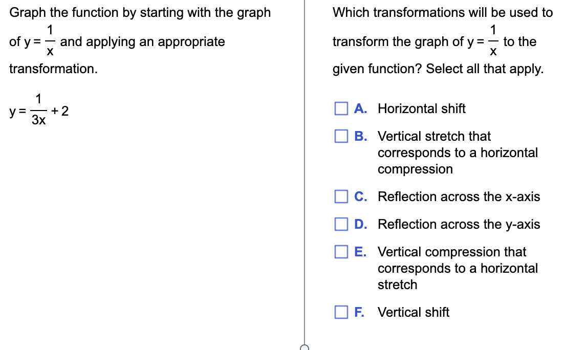 Solved Graph the function by starting with the graph of y=x1 | Chegg.com