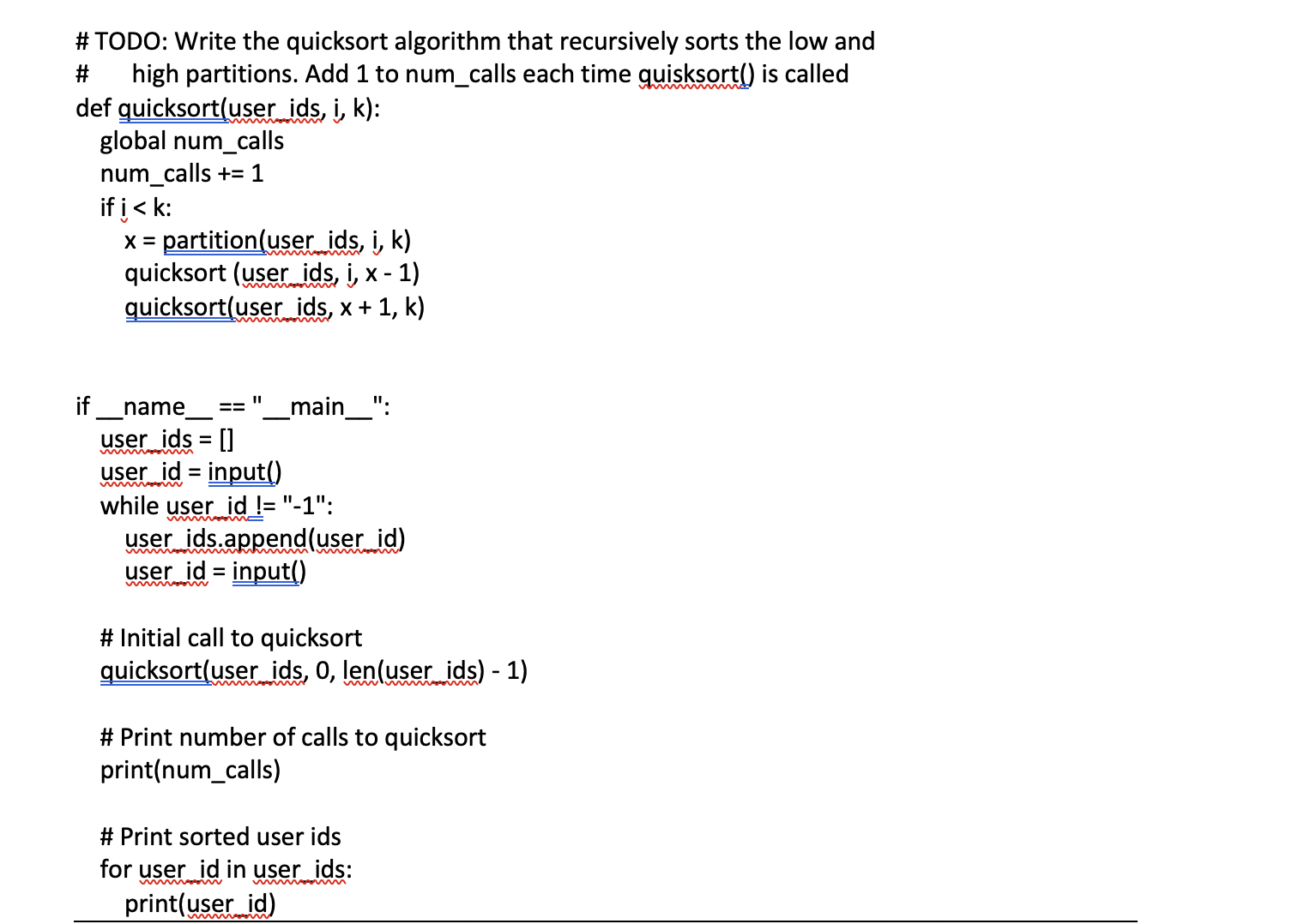 Solved python code: I can't get num_calls to print the | Chegg.com