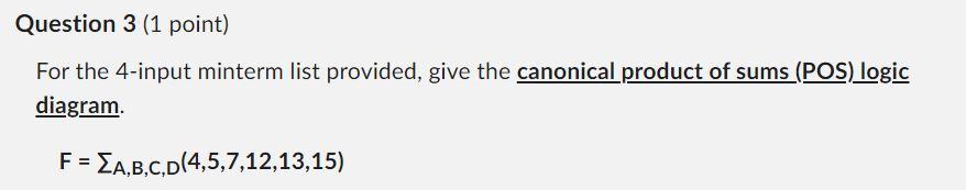 Solved For the 4-input minterm list provided, give the | Chegg.com