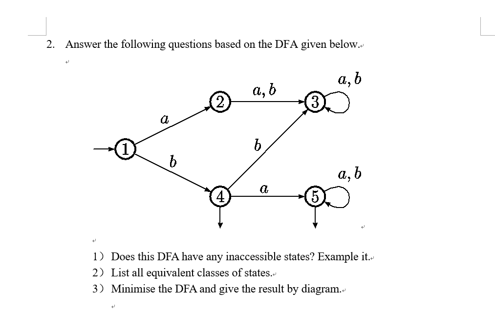 Solved 2. Answer the following questions based on the DFA | Chegg.com Solved 2. Answer the following questions based on the DFA | Chegg.com