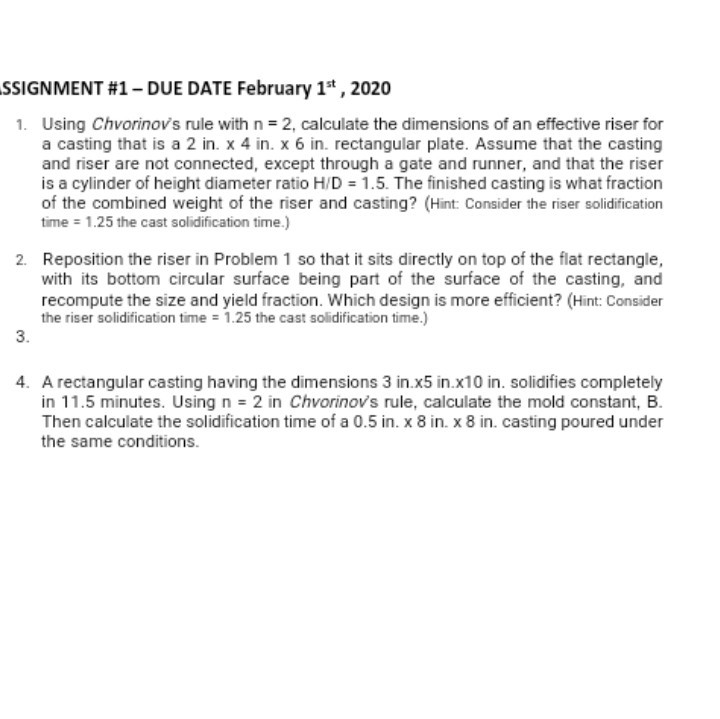 Solved SSIGNMENT #1 - DUE DATE February 1, 2020 1. Using | Chegg.com