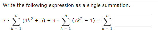 Solved Write the following expression as a single summation. | Chegg.com