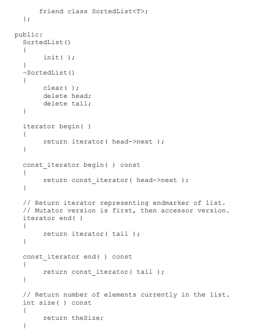 Solved 1. [30 marks] (The SortedLinkedList class template) | Chegg.com