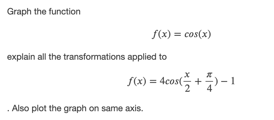 Solved Graph the function f(x) = cos(x) explain all the | Chegg.com