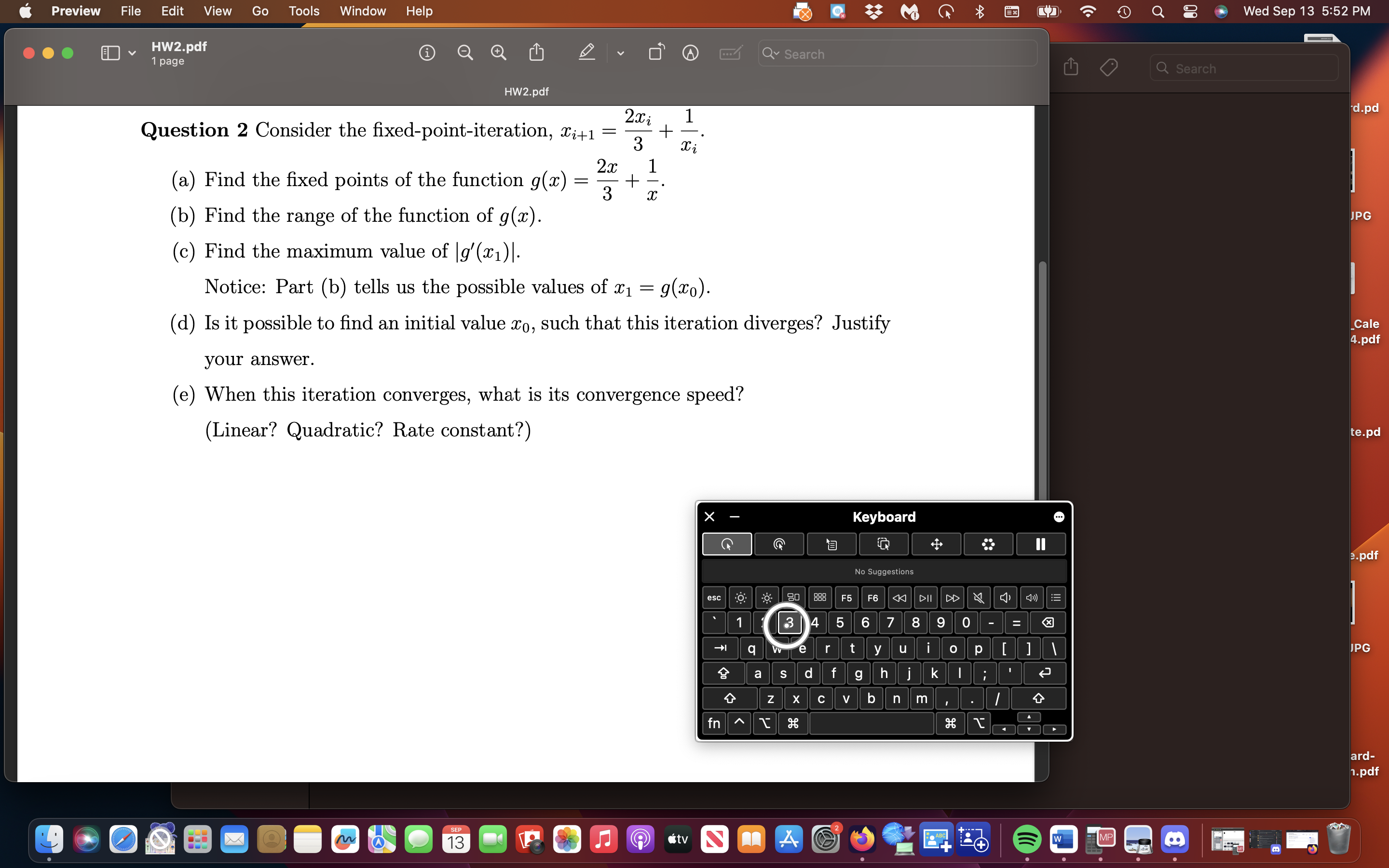 Solved Question 2 Consider the fixed-point-iteration, | Chegg.com