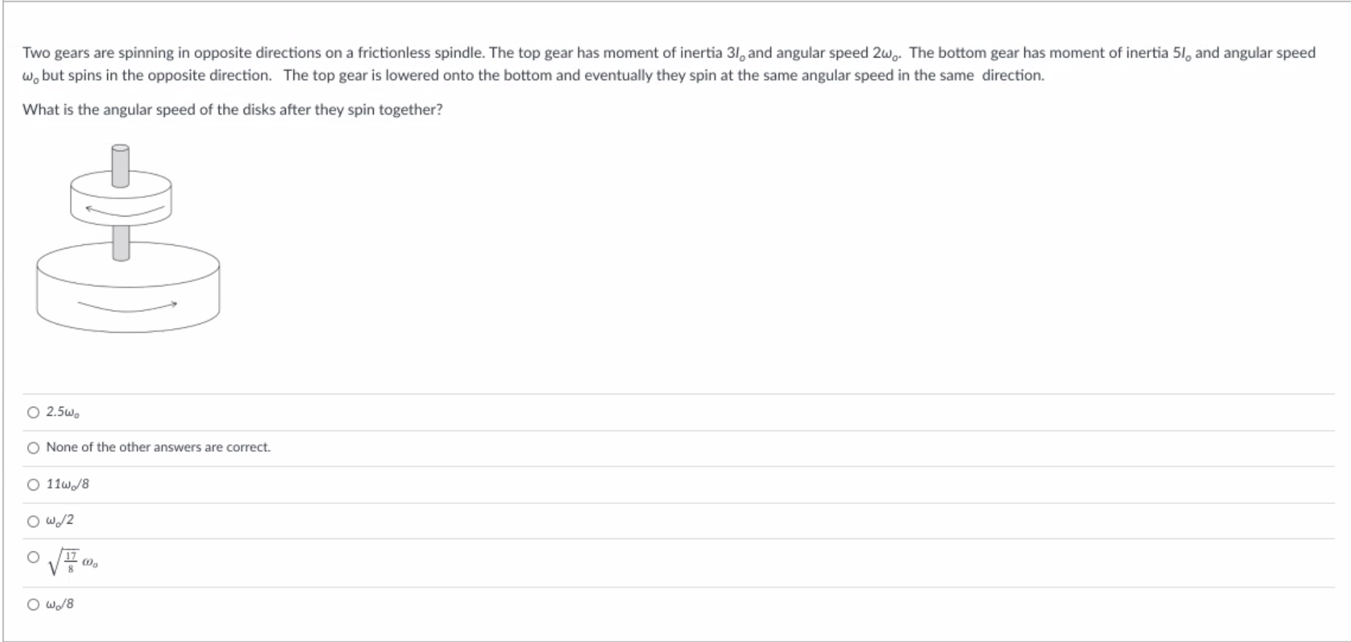Solved Two gears are spinning in opposite directions on a | Chegg.com