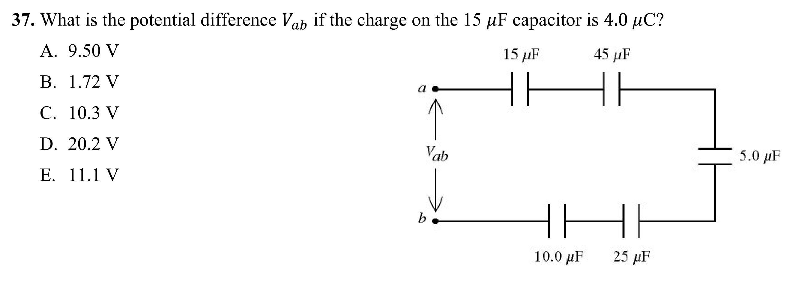 Solved 37. What is the potential difference Vab if the | Chegg.com