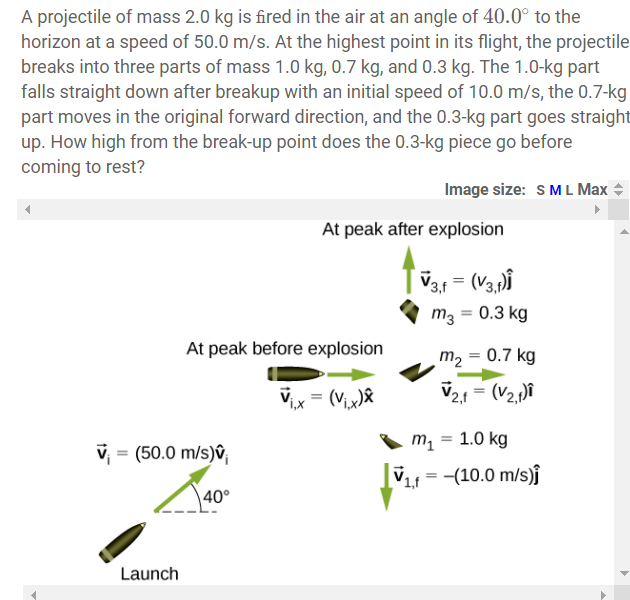 Solved A projectile of mass 2.0 kg is fired in the air at an | Chegg.com