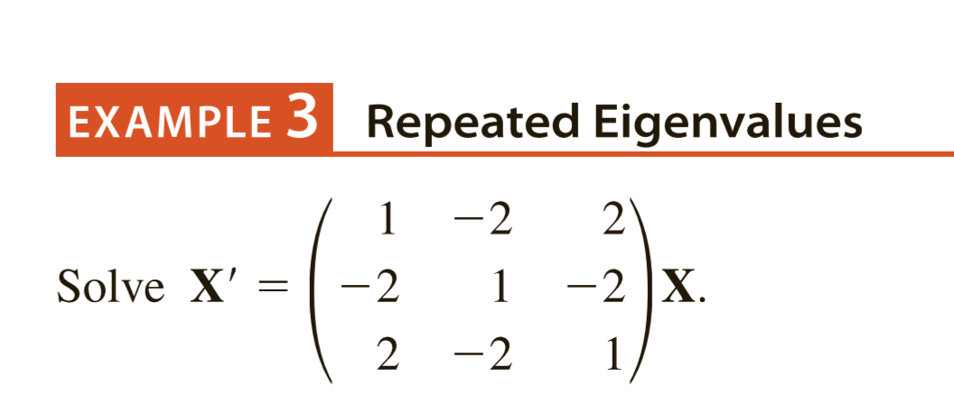 Solved EXAMPLE 3 Repeated Eigenvalues 1 -2 2 Solve X' -2 1 | Chegg.com