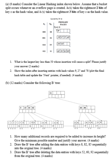 A 6 Marks Consider The Linear Hashing Index Shown