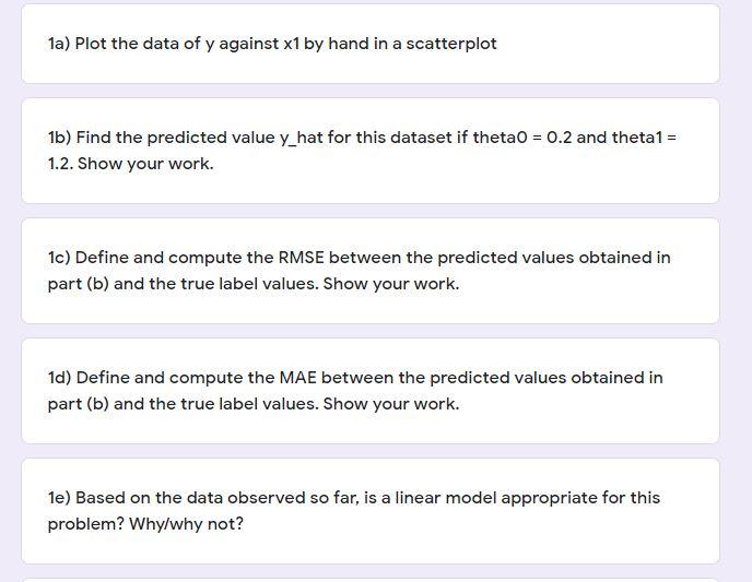 Solved Q1) Consider the following "dataset" with a single | Chegg.com