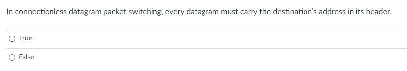 Solved In connectionless datagram packet switching, every | Chegg.com