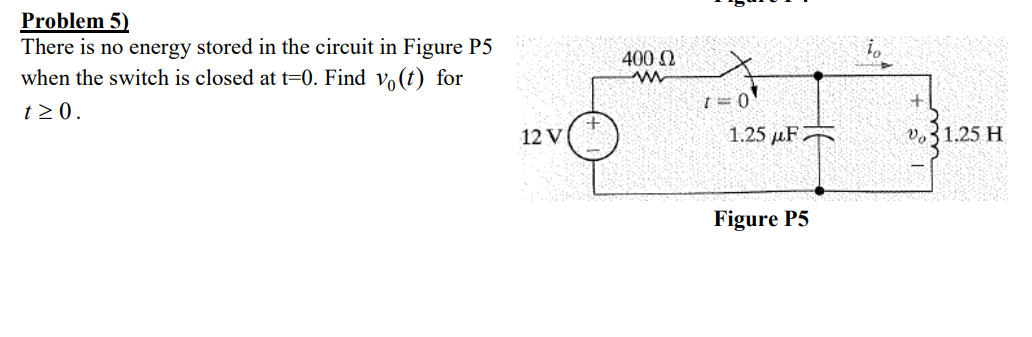 Solved Problem 5)There is no energy stored in the circuit in | Chegg.com