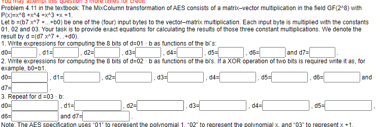 Solved The MixColumn transformation of AES consists of a | Chegg.com