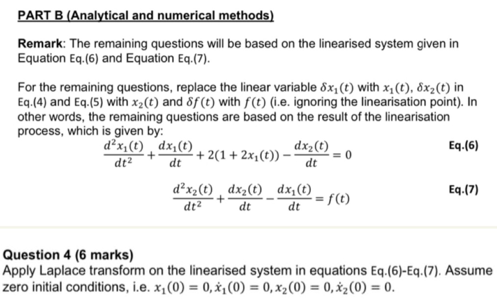 Solved PART B (Analytical and numerical methods)Remark: The | Chegg.com