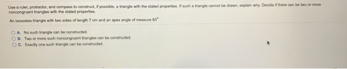 Solved Use a ruler, protractor, and compass to construct, | Chegg.com