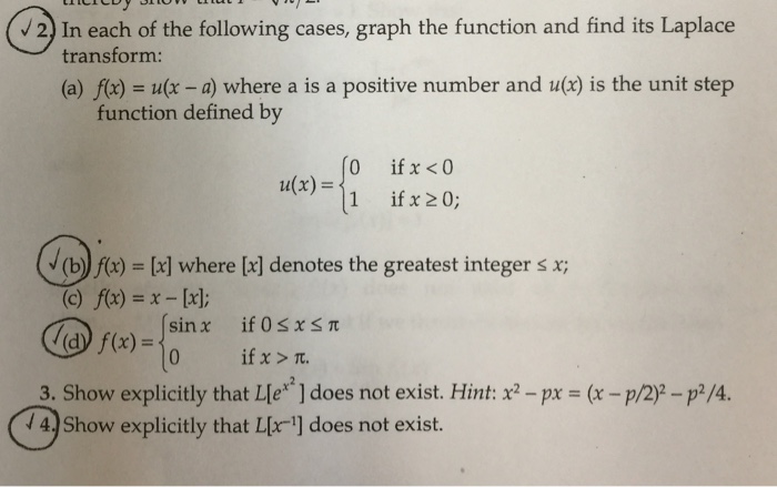 Solved V2, In each of the following cases, graph the | Chegg.com