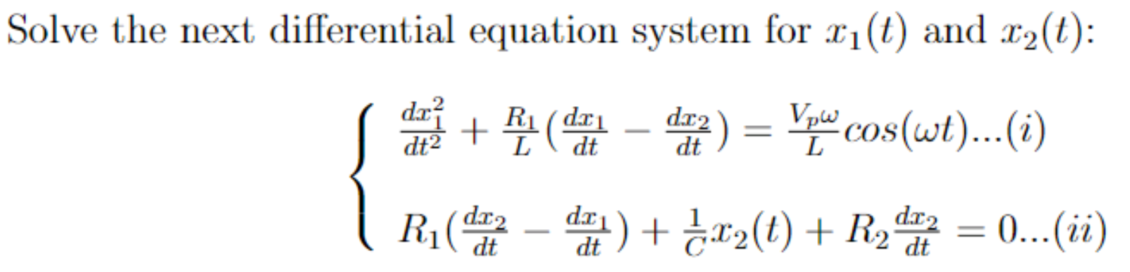 Solved Solve the next differential equation system for x1(t) | Chegg.com