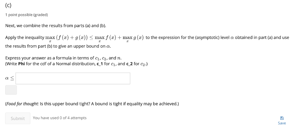 Solved 1 point possible (graded) Next, we combine the | Chegg.com