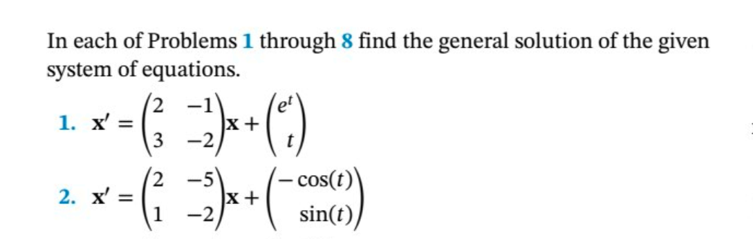Solved In each of Problems 1 through 8 find the general | Chegg.com