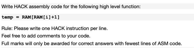 Write HACK assembly code for the following high level | Chegg.com