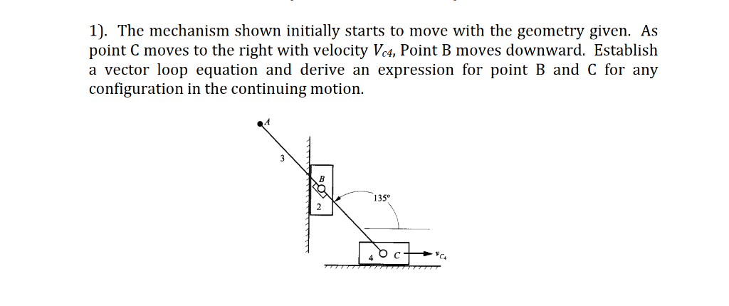 Solved 1). The mechanism shown initially starts to move with | Chegg.com