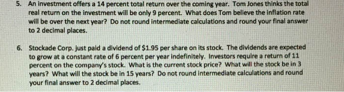 Solved 5. An investment offers a 14 percent total return | Chegg.com