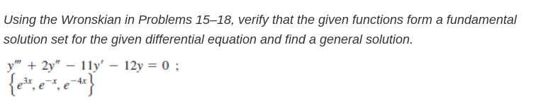 Solved Using the Wronskian in Problems 15-18, verify that | Chegg.com