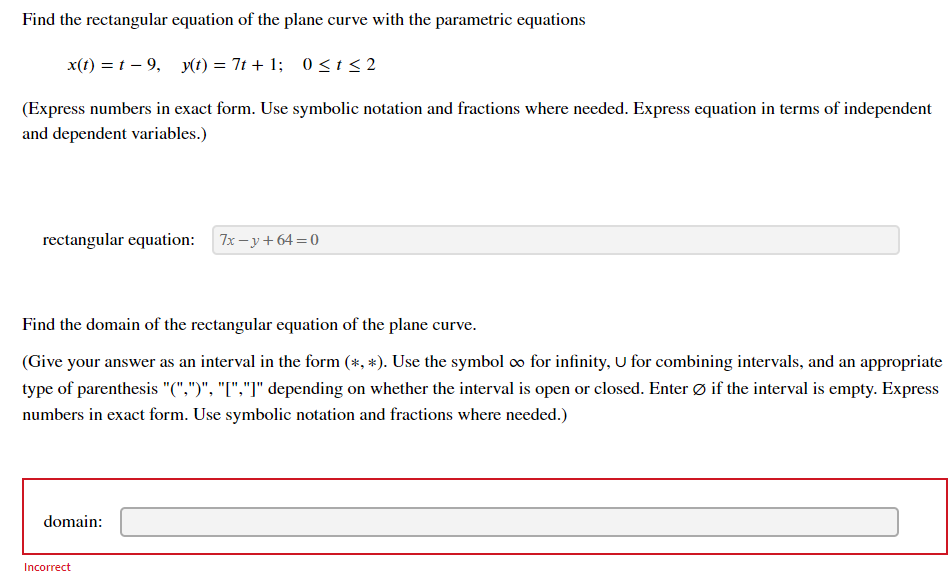 Solved Find the rectangular equation of the plane curve with | Chegg.com
