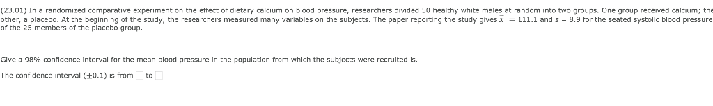 Solved (23.01) In a randomized comparative experiment on the | Chegg.com