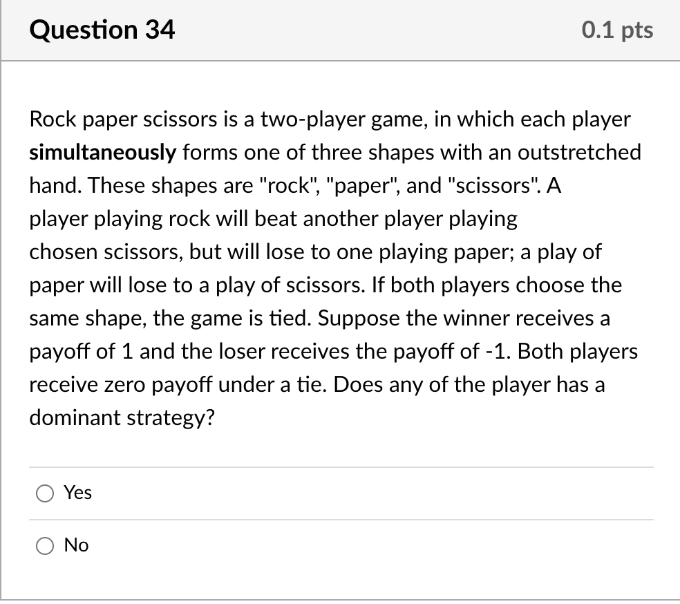 Solved Rock paper scissors is a two-player game, in which | Chegg.com
