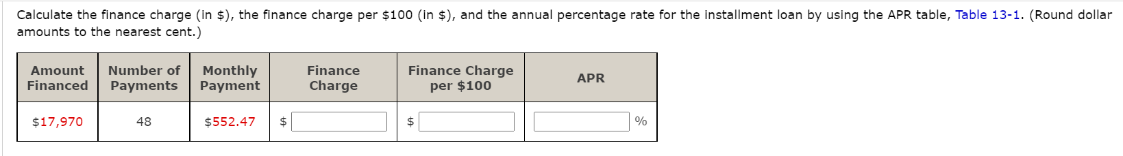 Solved Calculate The Finance Charge in The Finance Chegg