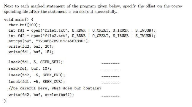 Solved Next to each marked statement of the program given | Chegg.com