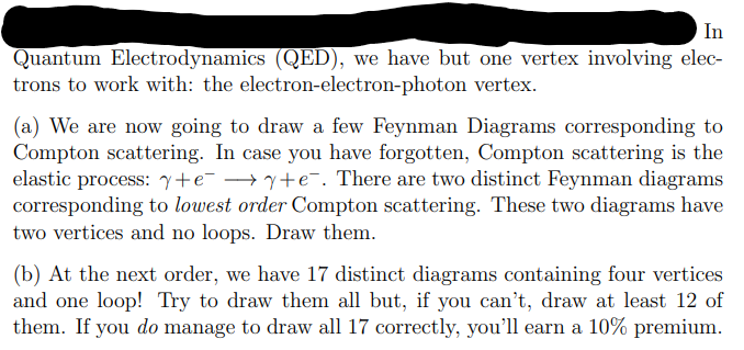 Solved Quantum Electrodynamics (QED), we have but one vertex | Chegg.com