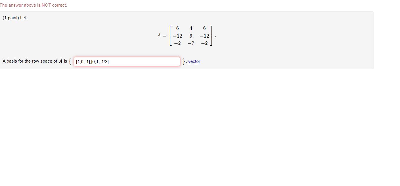Solved The answer above is NOT correct. (1 point) Let | Chegg.com