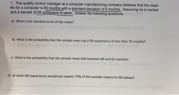 Solved 1. The quality control manager at a computer | Chegg.com