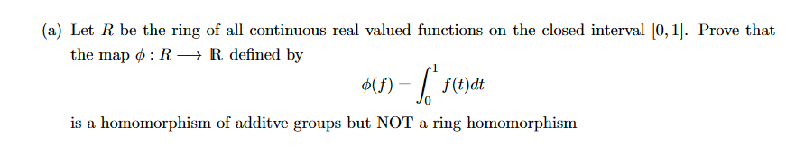 Solved A Let R Be The Ring Of All Continuous Real Valued