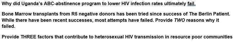 Solved Why did Uganda's ABC-abstinence program to lower HIV | Chegg.com