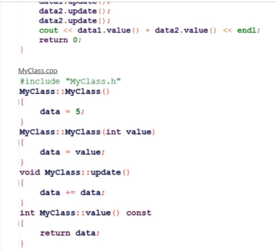 Solved Myclass:: MyClass() data = 5; MyClass::MyClass (int | Chegg.com Solved Myclass:: MyClass() data = 5; MyClass::MyClass (int | Chegg.com