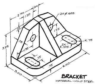 Solved Draw the front, top, and side views of the bracket | Chegg.com