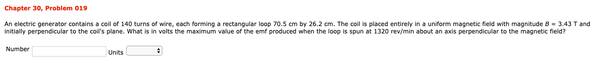 Solved Chapter 30, Problem 019 An electric generator | Chegg.com
