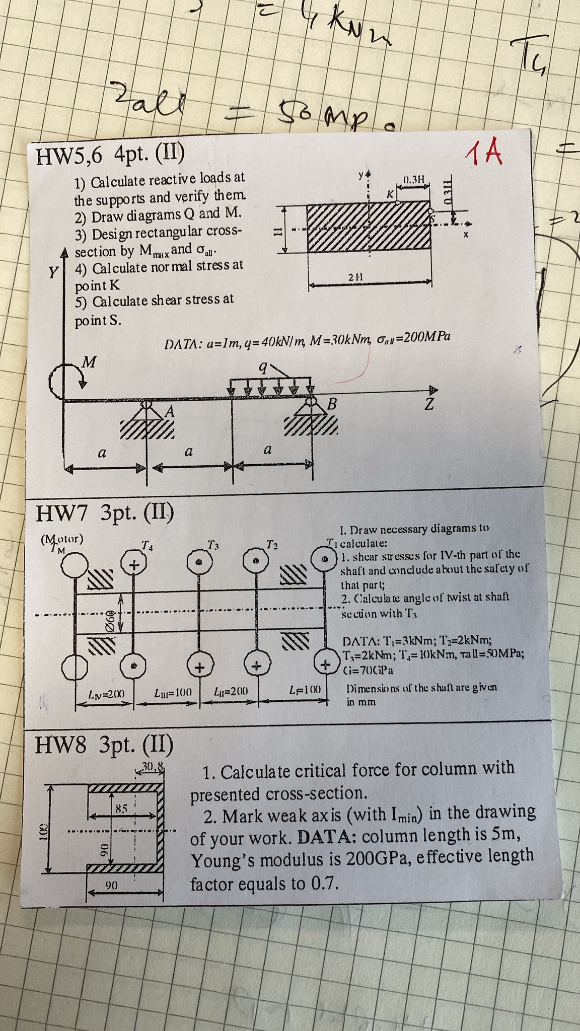 Solved lal1=5sm2HW5,6 4pt. (II)Calculate reactive loads | Chegg.com